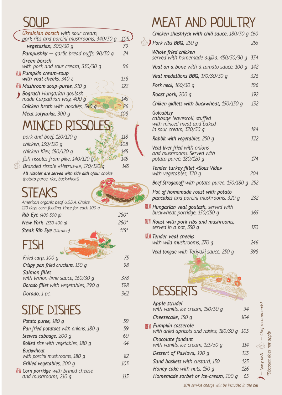 Menu - Restaurant “Petrus”