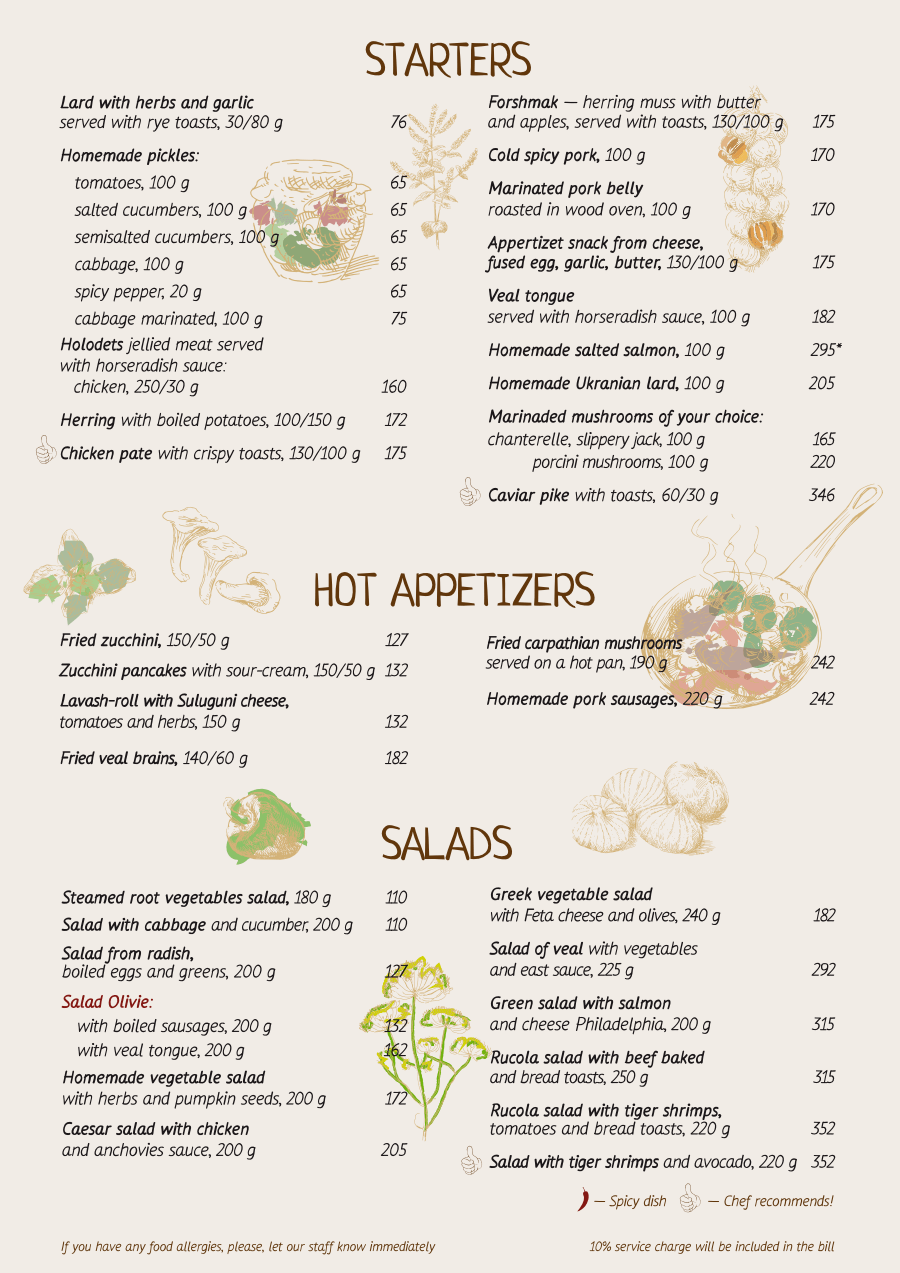 Menu - Restaurant “Petrus”