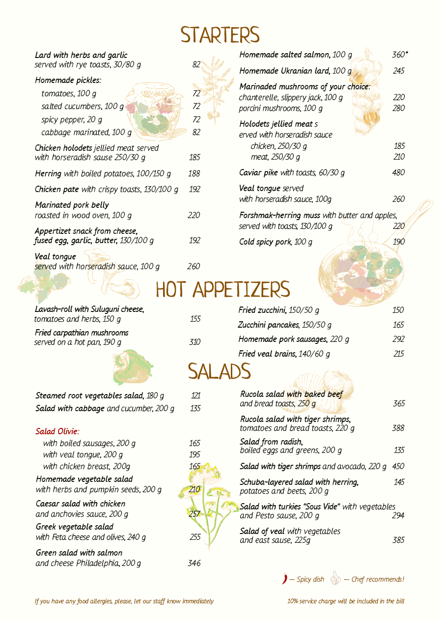 Menu - Restaurant “Petrus”